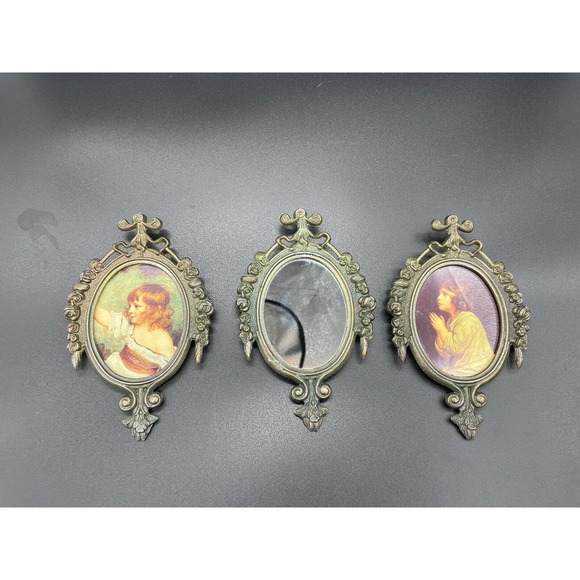 Unknown | Accents | Vintage Italy Print Ornate Metal Frame Glass ...